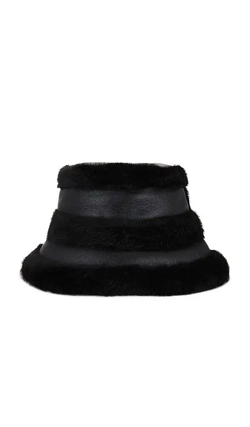 Jocelyn Faux Mink & Leather Bucket Hat