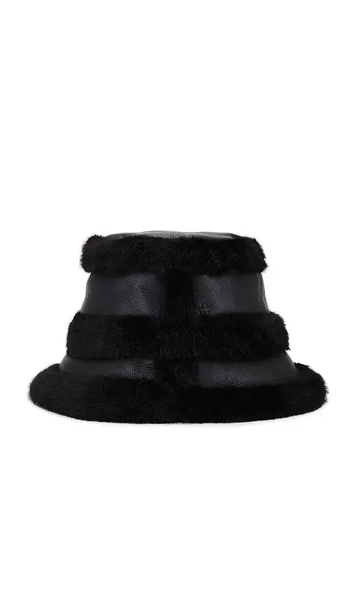Jocelyn Faux Mink & Leather Bucket Hat