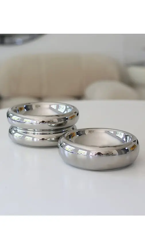 CATENARY HOME Halo Pet Bowl In Metallic Silver