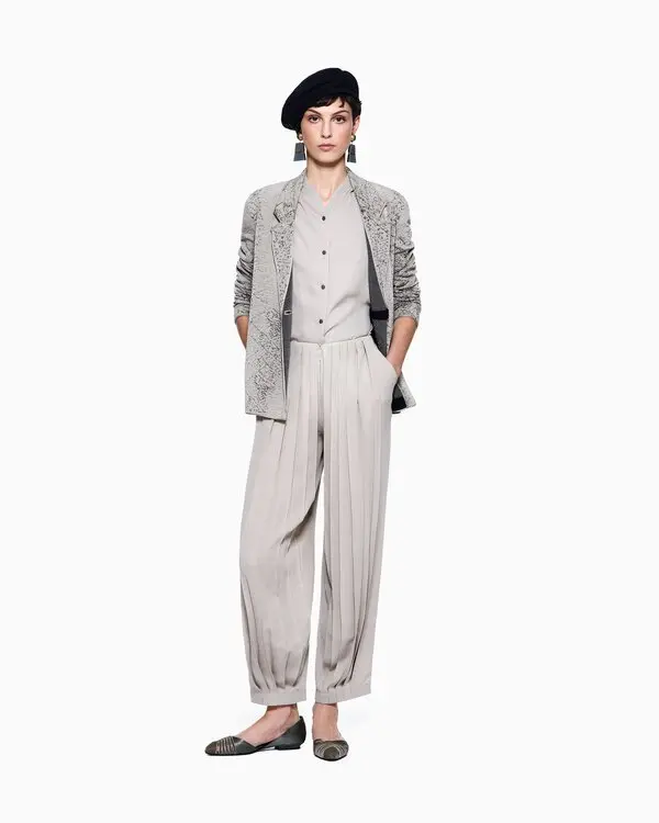Giorgio Armani Sleeveless Silk Georgette Top With Shawl Collar