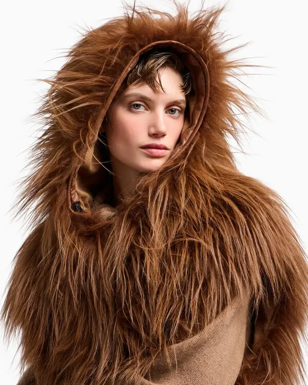 Giorgio Armani Long-haired Fur Vest With Hood