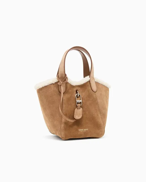 Giorgio Armani Neve Small Suede And Shearling Handbag