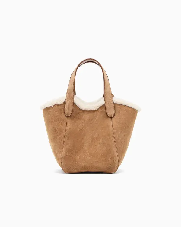 Giorgio Armani Neve Small Suede And Shearling Handbag