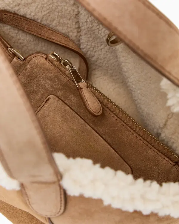 Giorgio Armani Neve Small Suede And Shearling Handbag