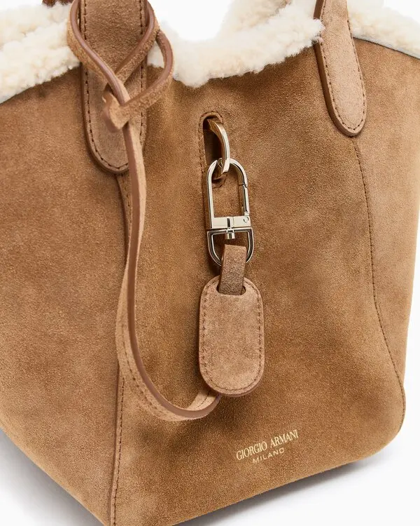 Giorgio Armani Neve Small Suede And Shearling Handbag