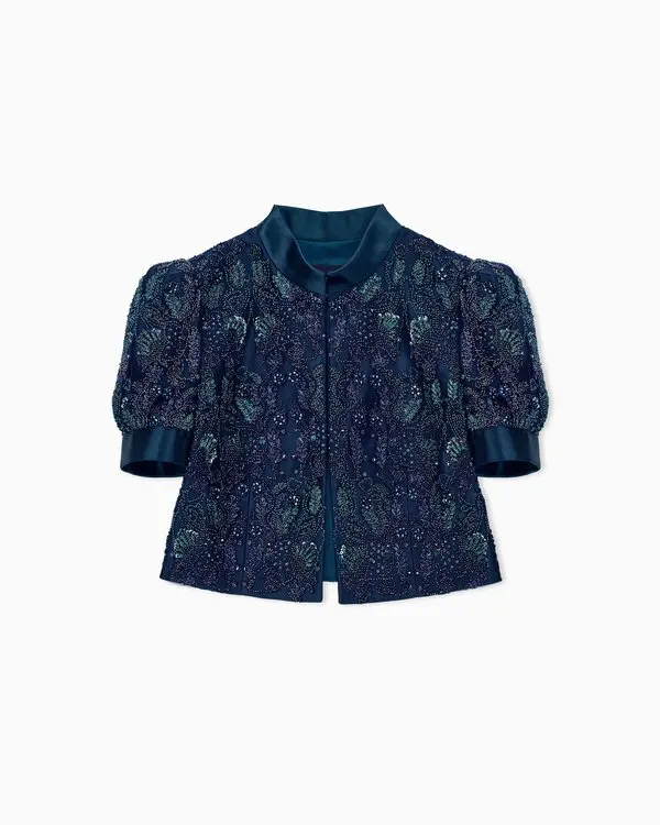 Giorgio Armani Silk And Linen Jacket With Embroideries - Patterned