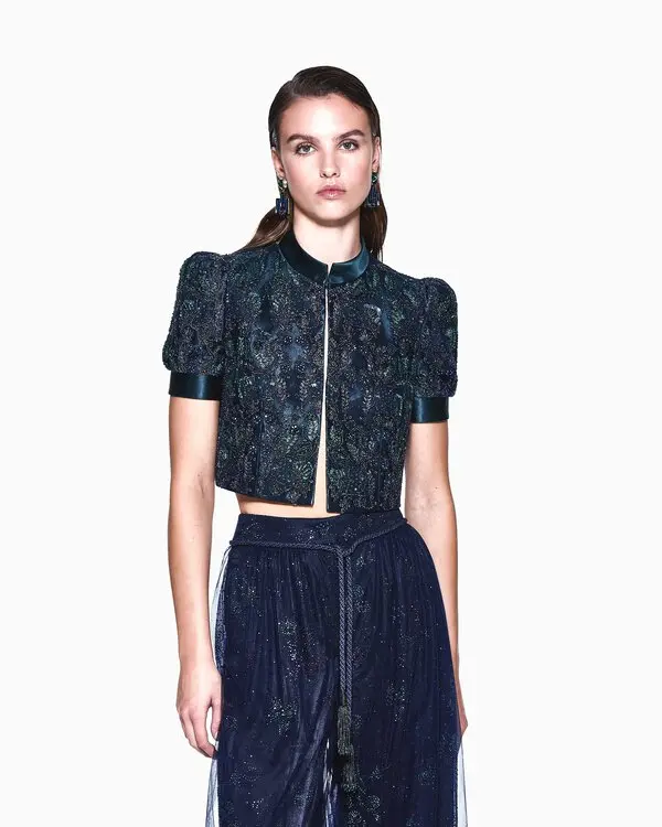 Giorgio Armani Silk And Linen Jacket With Elaborate Embroidery