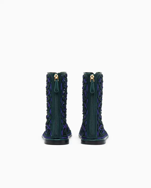 Giorgio Armani Embroidered Ankle Boots With Leather Details