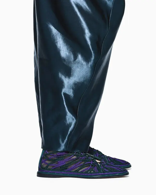 Giorgio Armani Embroidered Ankle Boots With Leather Details