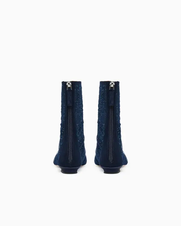Giorgio Armani Ankle Boots With Tulle And Rhinestones