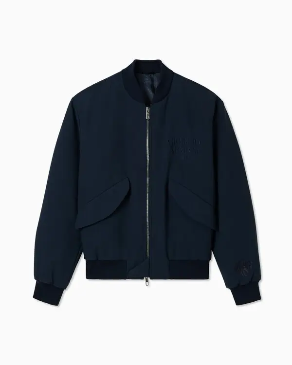 Giorgio Armani Pure Wool Crepe Bomber Kith For Knicks - Navy Blue