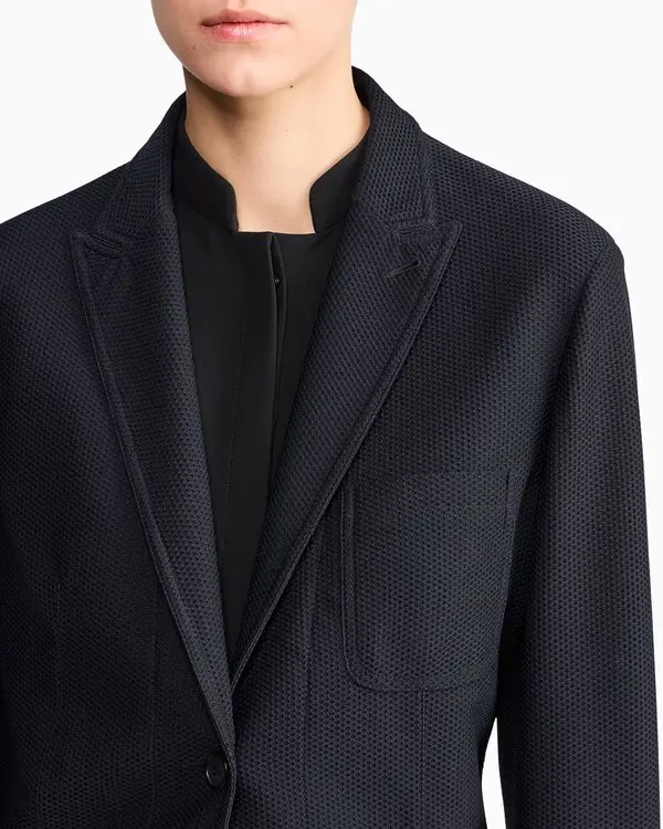 Giorgio Armani Blazer Regular Fit Single-breasted In Embossed Mesh
