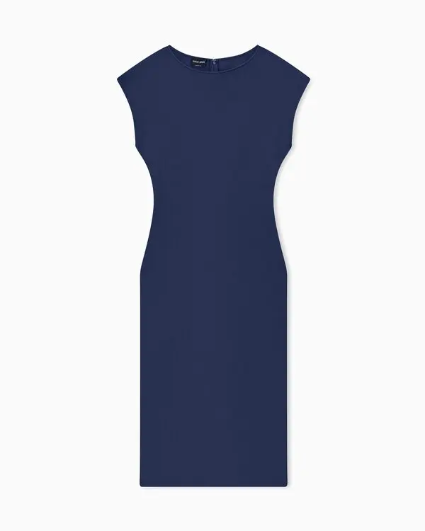 Giorgio Armani Slim-fit Short-sleeved Midi Sheath Dress - Blue