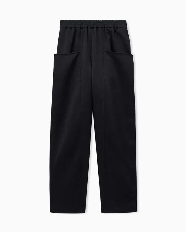 Giorgio Armani Trousers Techno Duchesse Oversized Fit With Front Pockets - Black