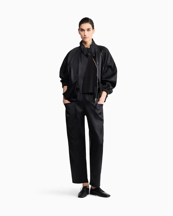 Giorgio Armani Techno Duchess Oversized Fit Trousers With Front Pockets
