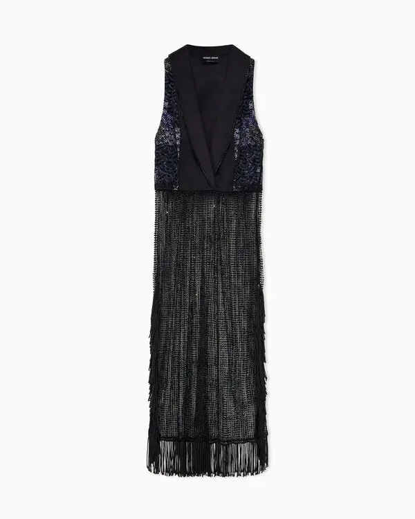 Giorgio Armani Dress With Lapels And Embroidered Skirt - Patterned