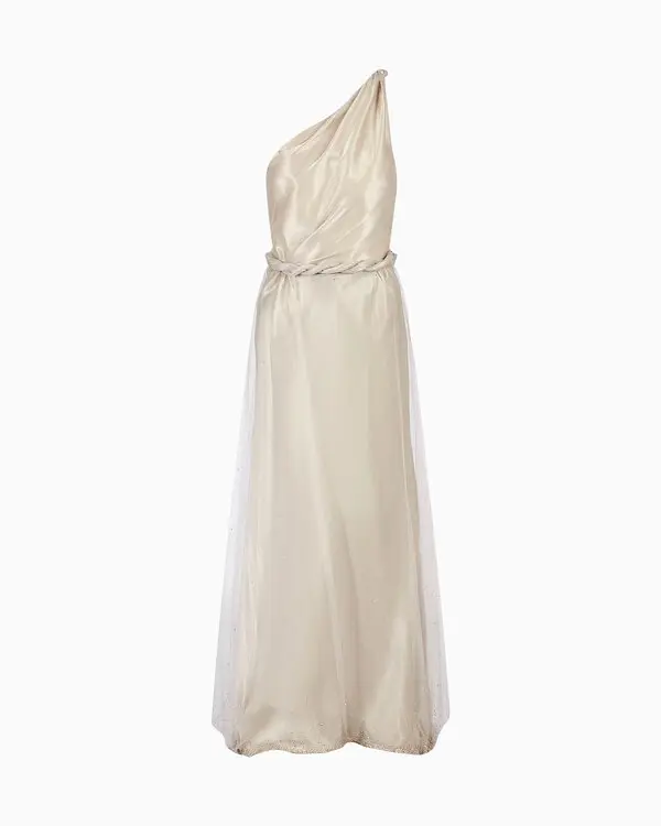 Giorgio Armani One-shoulder Embellished Tulle Maxi Dress - Patterned