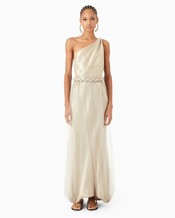 Giorgio Armani One-shoulder Embellished Tulle Maxi Dress