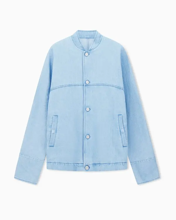 Giorgio Armani Cotton And Linen Denim Blouson Denim Collection - Blue