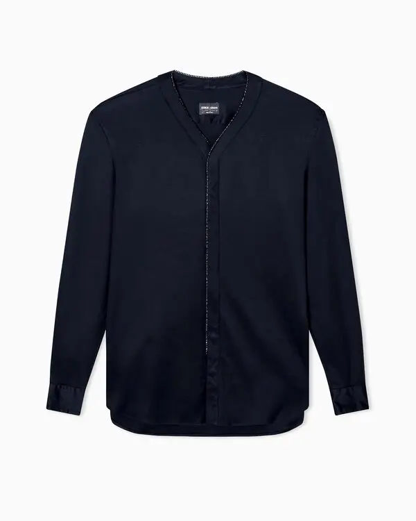 Giorgio Armani Cotton Shirt With Rhinestone Detail - Black