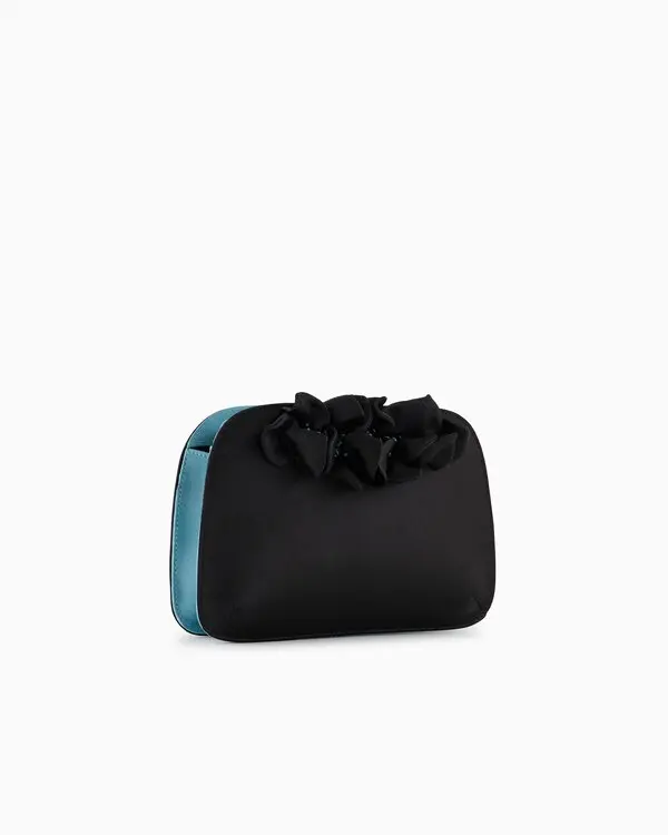 Giorgio Armani La Prima Satin Clutch Bag With Applied Flowers