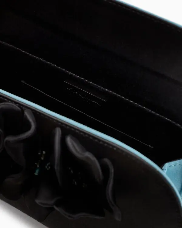 Giorgio Armani La Prima Satin Clutch Bag With Applied Flowers