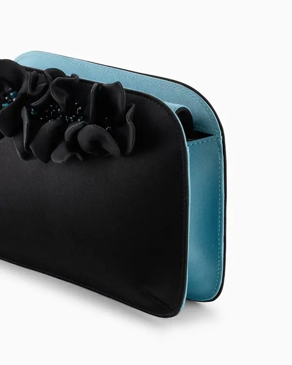 Giorgio Armani La Prima Satin Clutch Bag With Applied Flowers