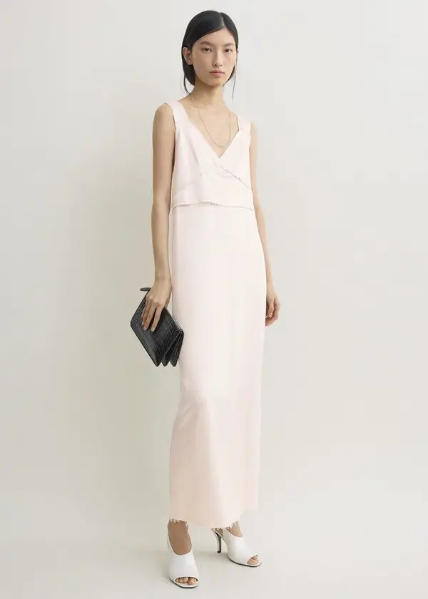 TOTEME V-neck Double-faced Satin Slip Dress