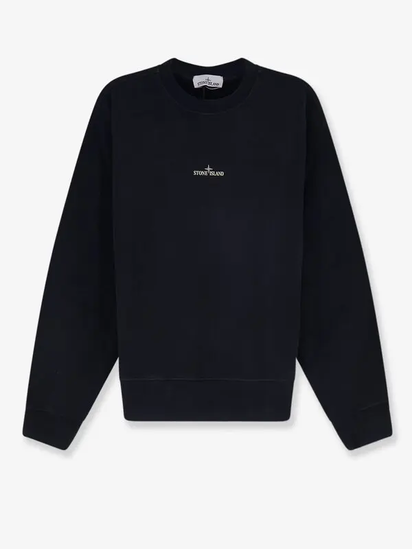 Stone Island Organic Cotton Sweatshirt With Logo Print - Black