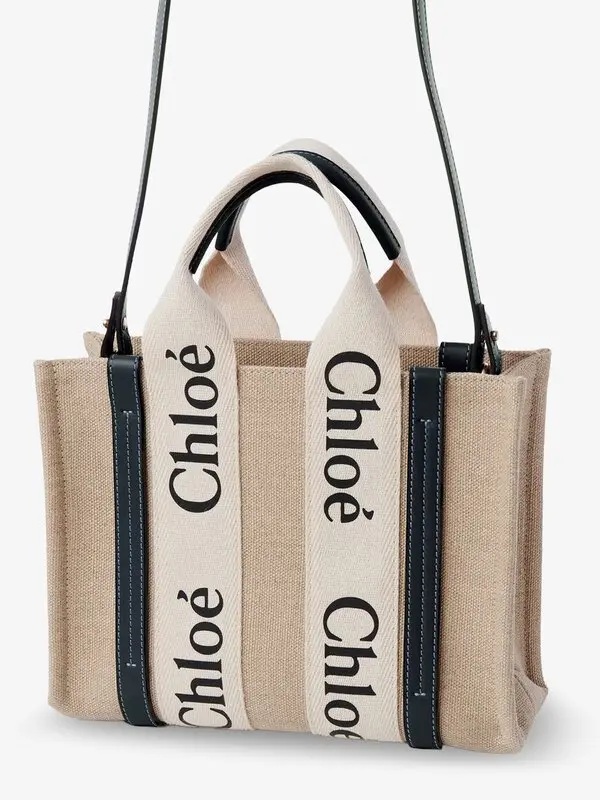 Chloé Woody Linen Canvas And Leather Tote - Beige