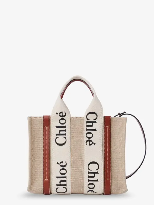 Chloé Woody Linen And Leather Tote Bag - Beige