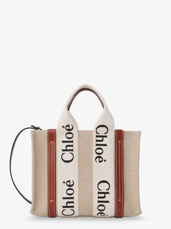 Chloé Woody Linen And Leather Tote Bag - Beige