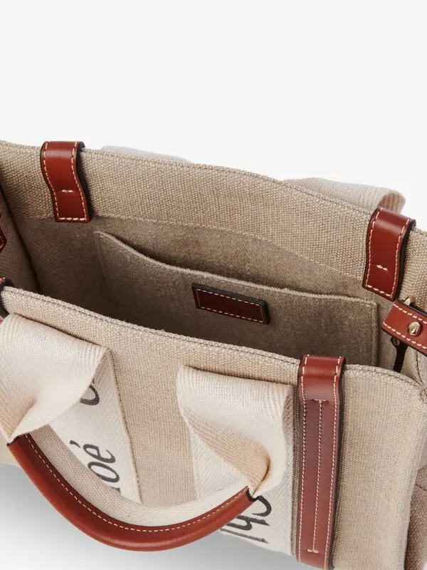 Chloé Woody Linen And Leather Tote Bag - Beige