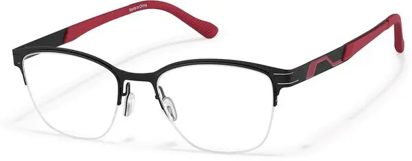 Zenni Square Glasses Half-rim Stainless Steel Frame - Black