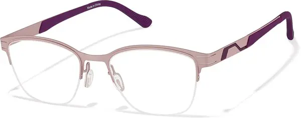 Zenni Square Half-rim Stainless Steel Eyeglasses - Pink