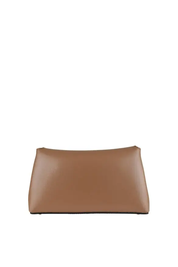 TOTEME Mini T-lock Clutch In Smooth Leather - Brown