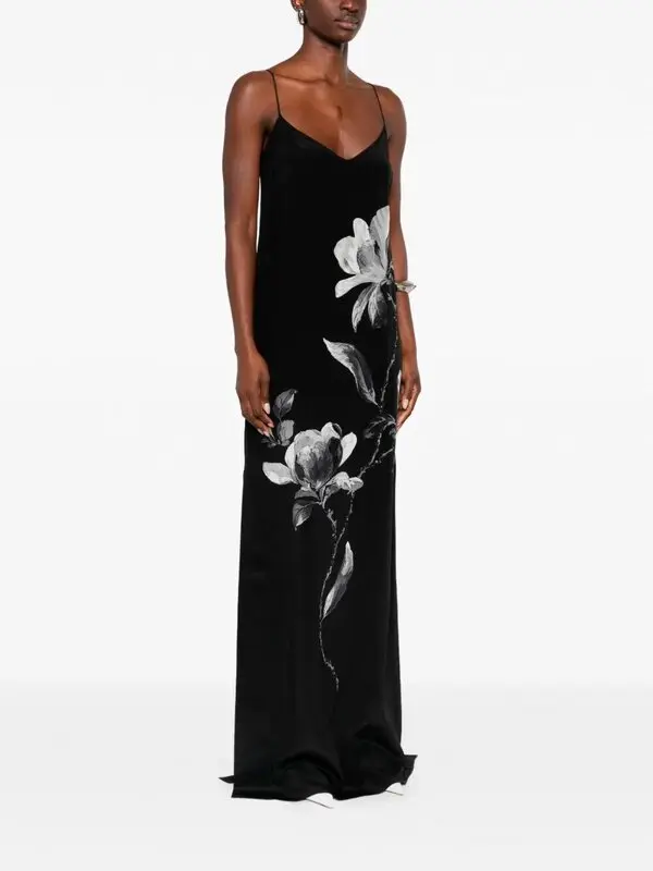 ERMANO SCERVINO Ermanno Scervino Long Silk Dress With Floral Print