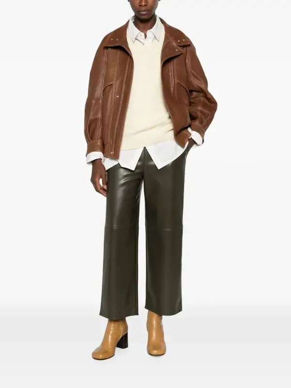 Max Mara Leather-look Cropped Pants - Multicolor