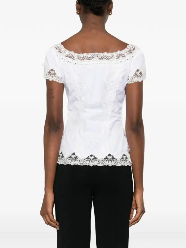 ERMANO SCERVINO Short Sleeve Embroidered Shirt
