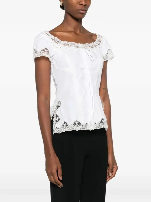 ERMANO SCERVINO Short Sleeve Embroidered Shirt