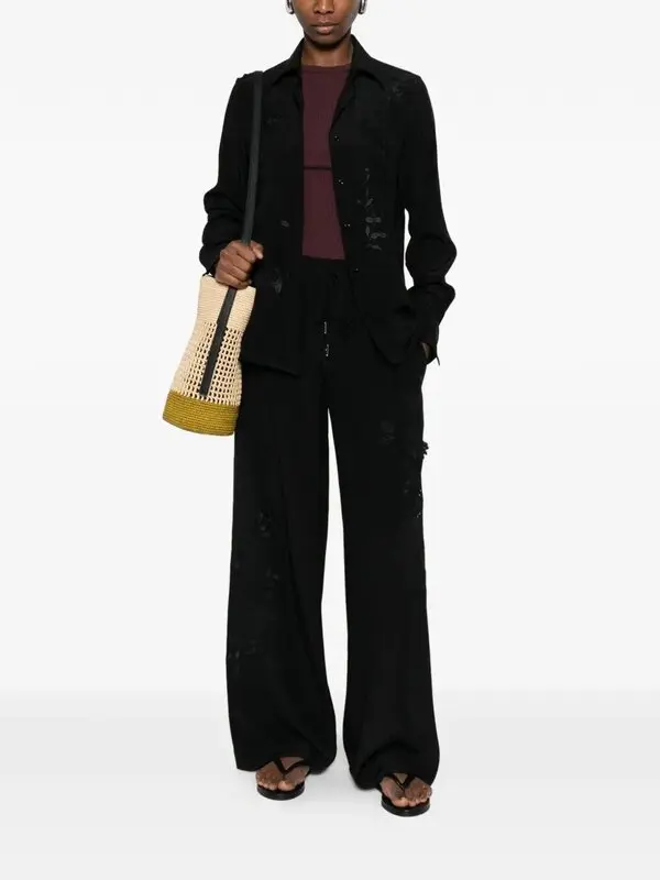 ERMANO SCERVINO Ermanno Scervino Silk Wide-leg Trousers With Lace And Crystal Details
