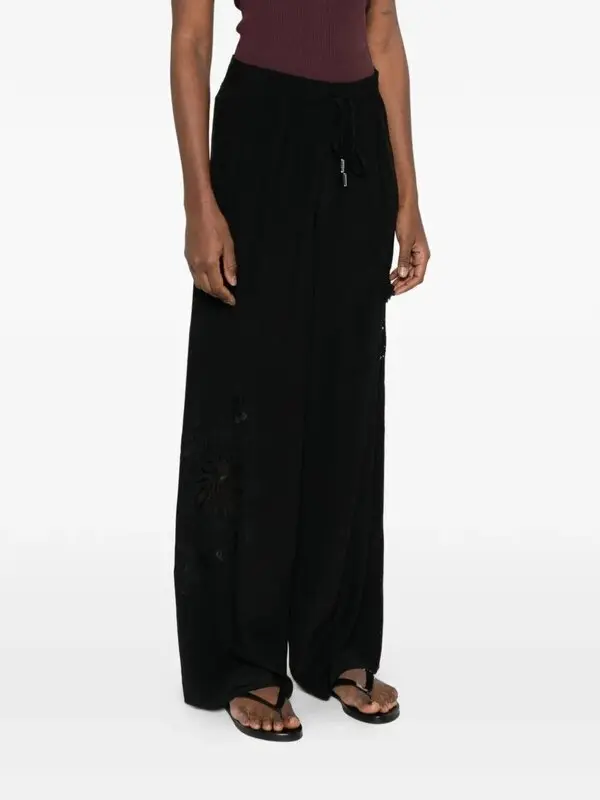 ERMANO SCERVINO Ermanno Scervino Silk Wide-leg Trousers With Lace And Crystal Details