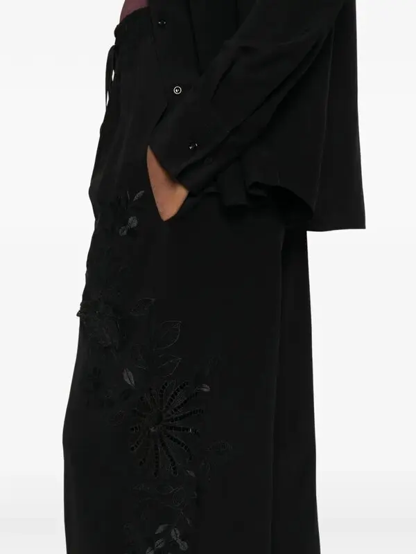 ERMANO SCERVINO Ermanno Scervino Silk Wide-leg Trousers With Lace And Crystal Details
