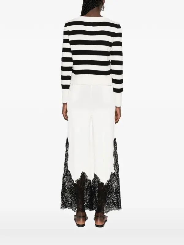 ERMANO SCERVINO Ermanno Scervino Striped Cotton Cardigan With Floral Embellishment