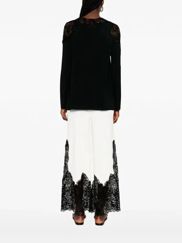 ERMANO SCERVINO Ermanno Scervino Black Viscose Long Sleeve Top With Lace Details