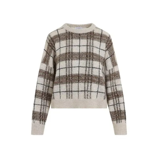 Brunello Cucinelli Mohair-blend Sequined Check Sweater - Multicolor