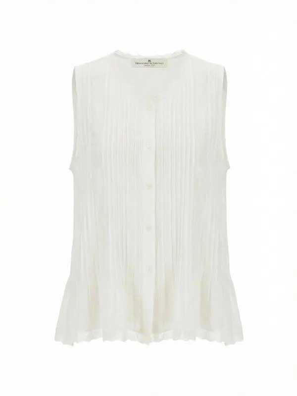 ERMANO SCERVINO Ermanno Scervino Sleeveless Lace Trimmed Top - Multicolor
