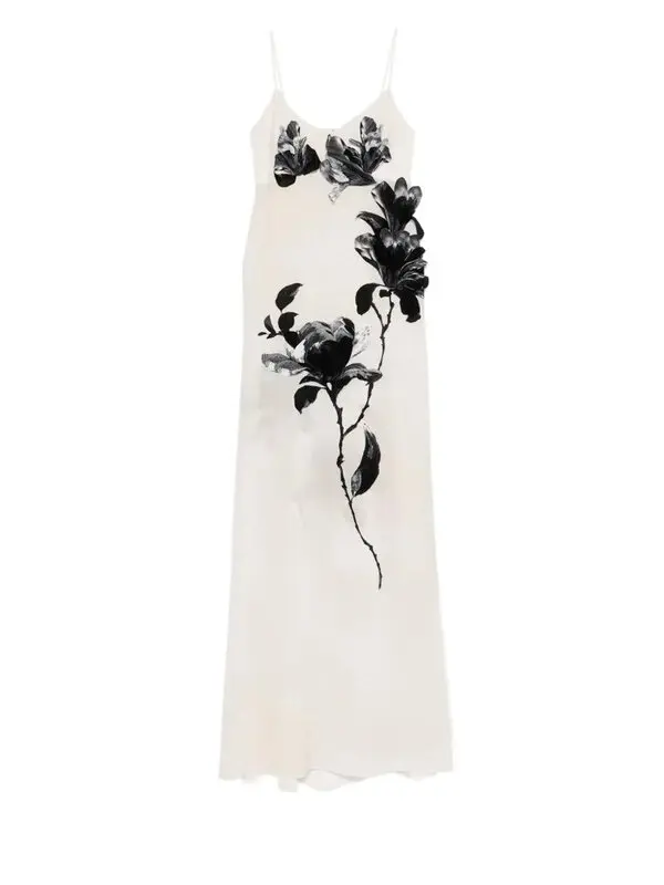 ERMANO SCERVINO Ermanno Scervino Long Silk Dress With Floral Pattern - Multicolor