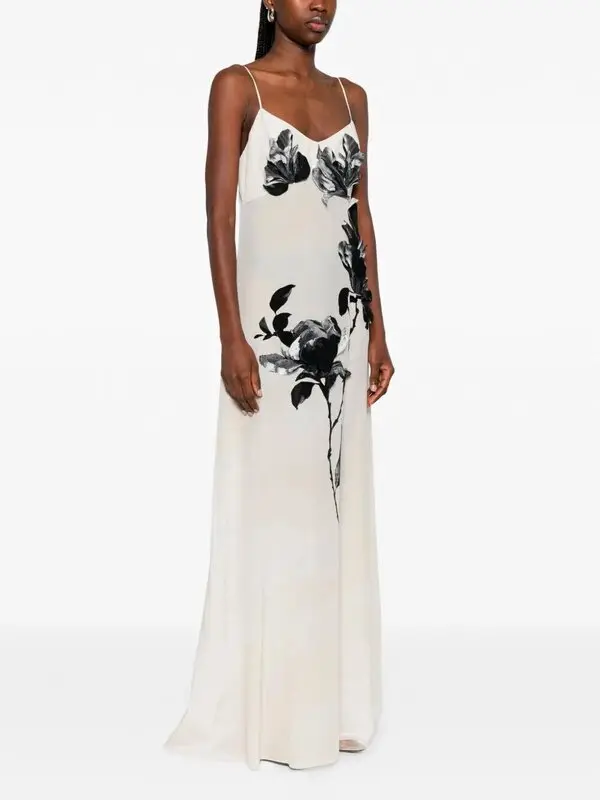 ERMANO SCERVINO Ermanno Scervino Long Silk Dress With Floral Pattern