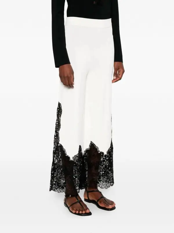 ERMANO SCERVINO Ermanno Scervino Wide-leg Knit Trousers With Lace Trim